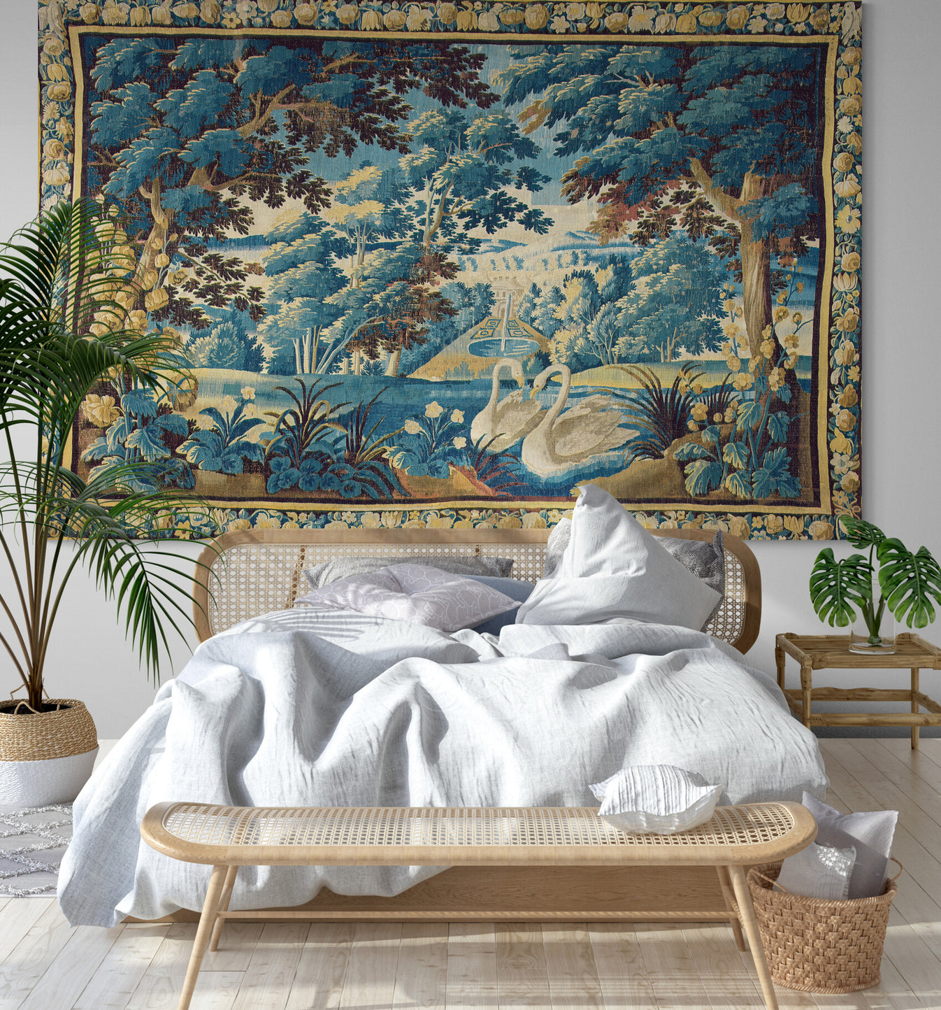 Elegant Swan Garden Tapestry: Perfect for a Romantic Bedroom Refresh a ...