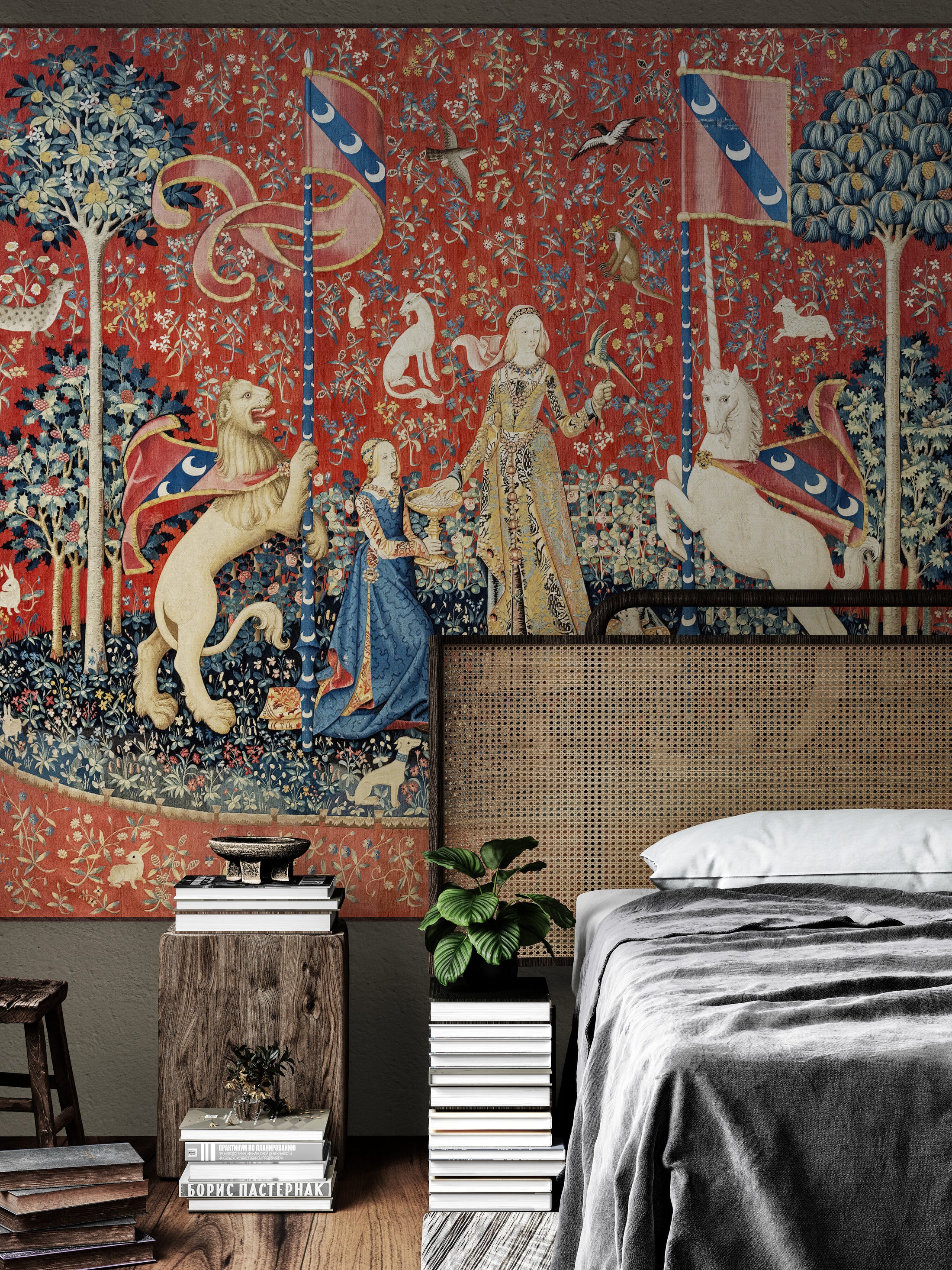 A True Renaissances: Medieval Tapestry Reproduction Fabric Print or Wo ...