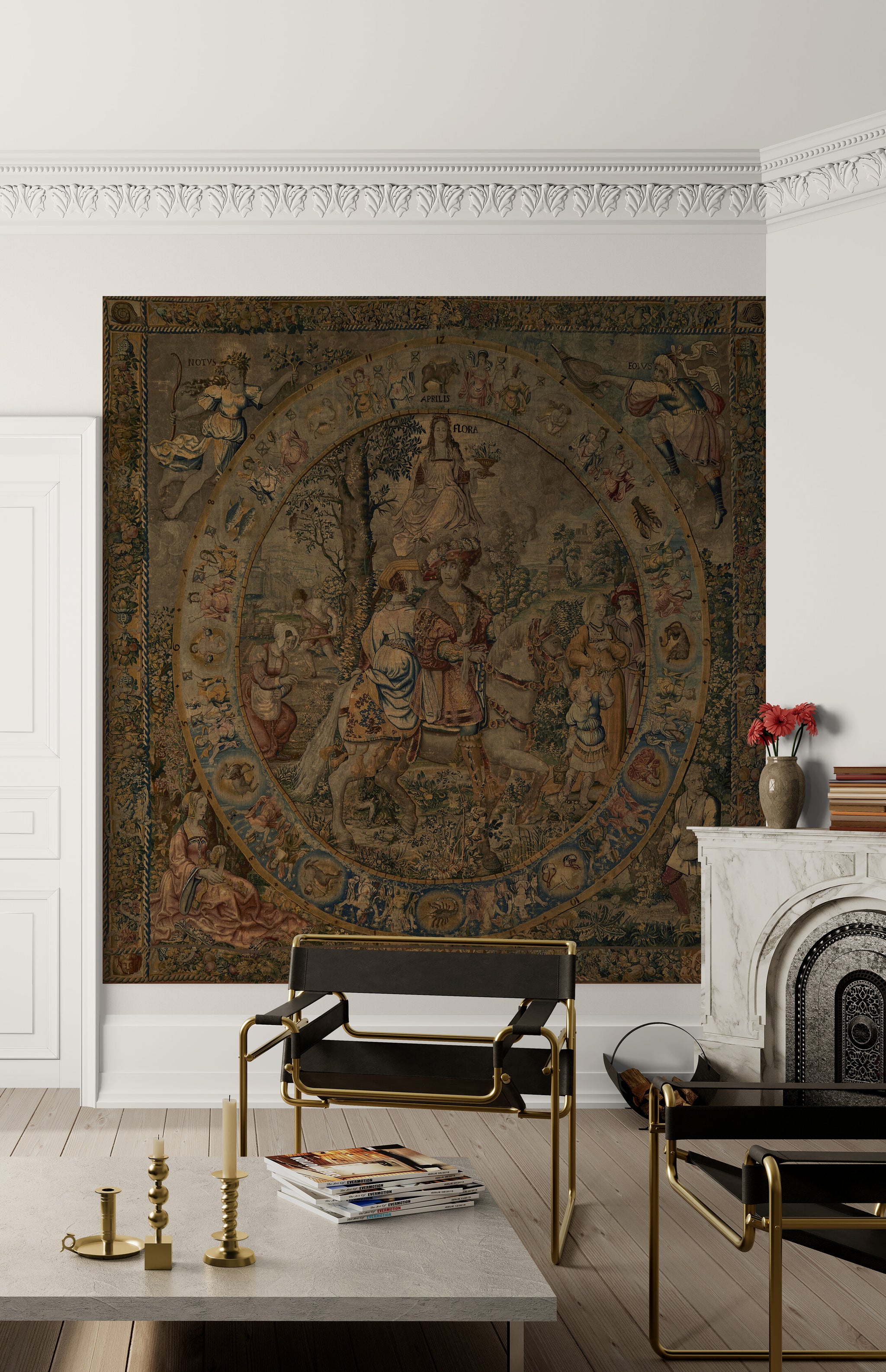 Renaissance ‘Spring’ Tapestry Reproduction – Flora, Zodiac, and Bucoli ...
