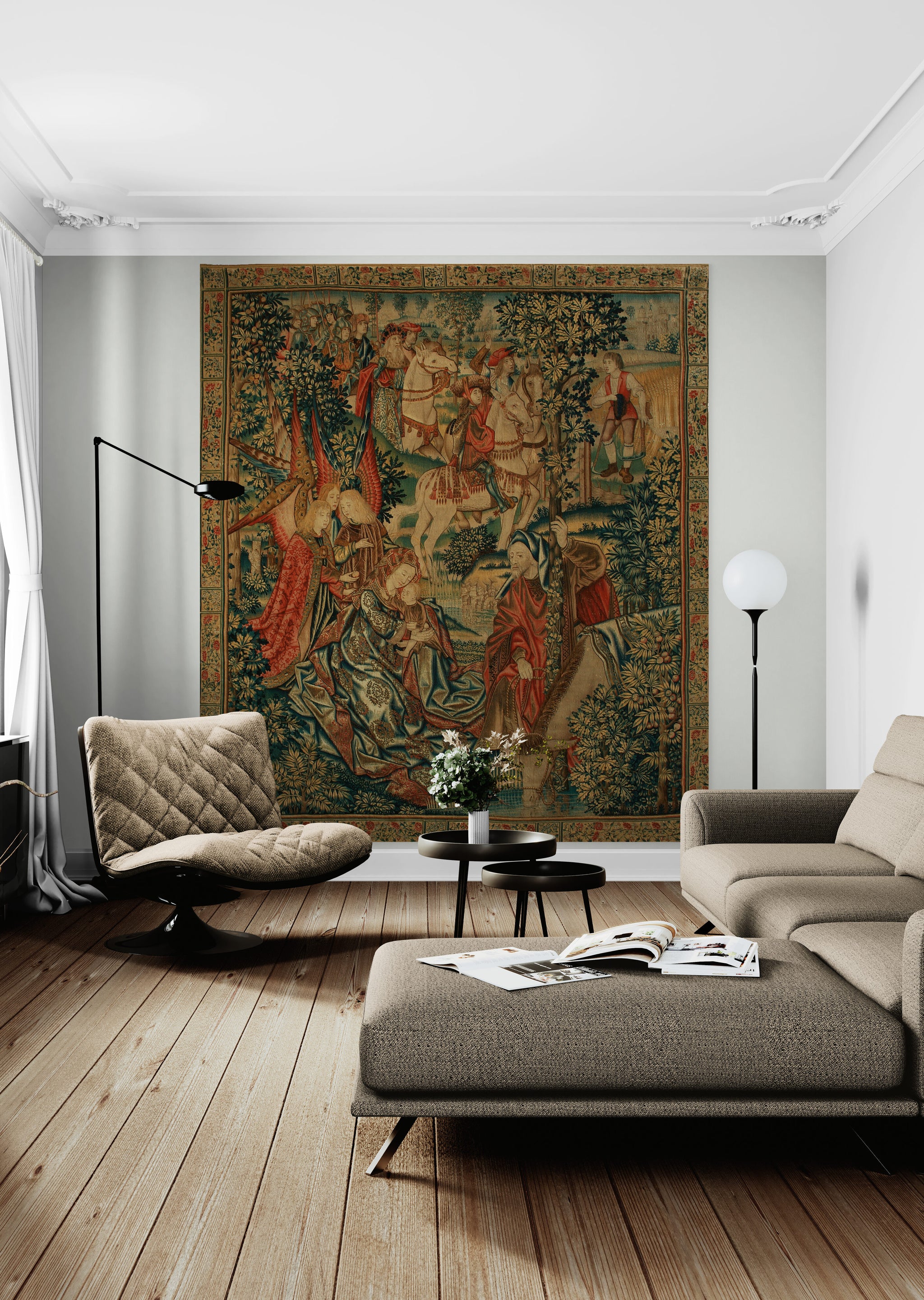 Classic 15th Century Flemish Tapestry Depicting The Flight into Egypt ...