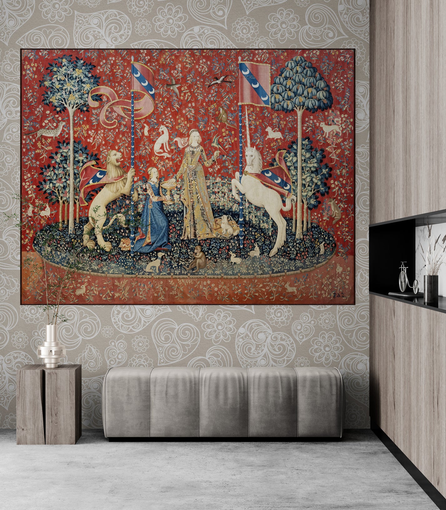 A True Renaissances: Medieval Tapestry Reproduction Fabric Print or Wo ...