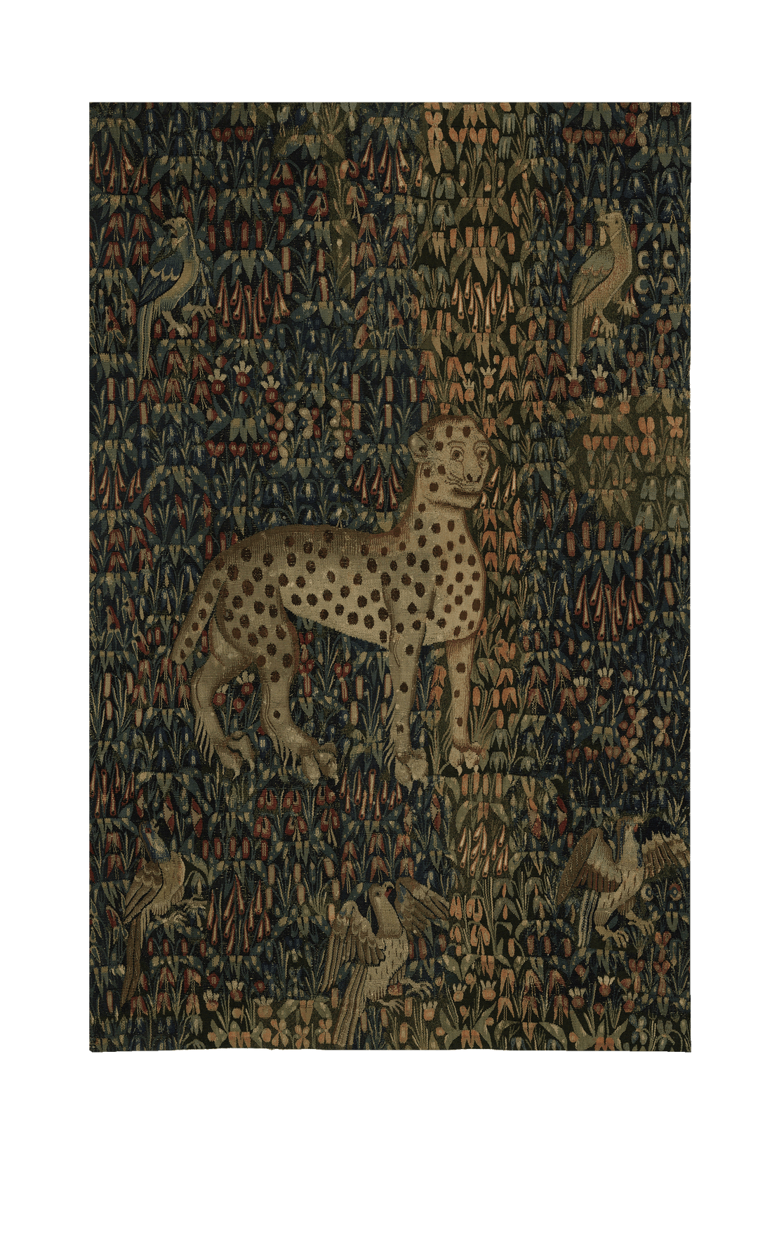 Medieval Millefleur Reproduction: Spotted Leopard with Birds Amongst F ...