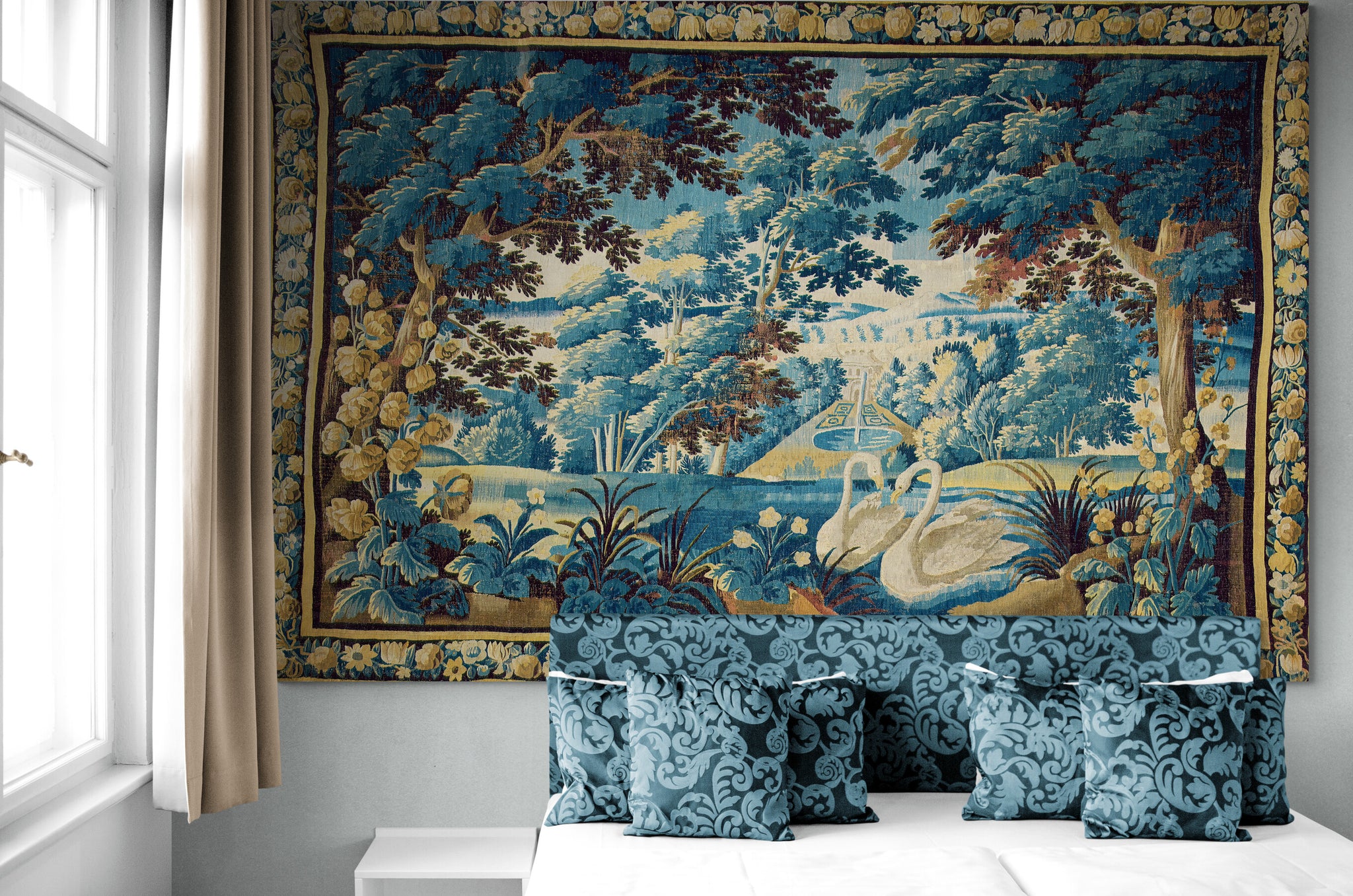 Elegant Swan Garden Tapestry: Perfect for a Romantic Bedroom Refresh a ...