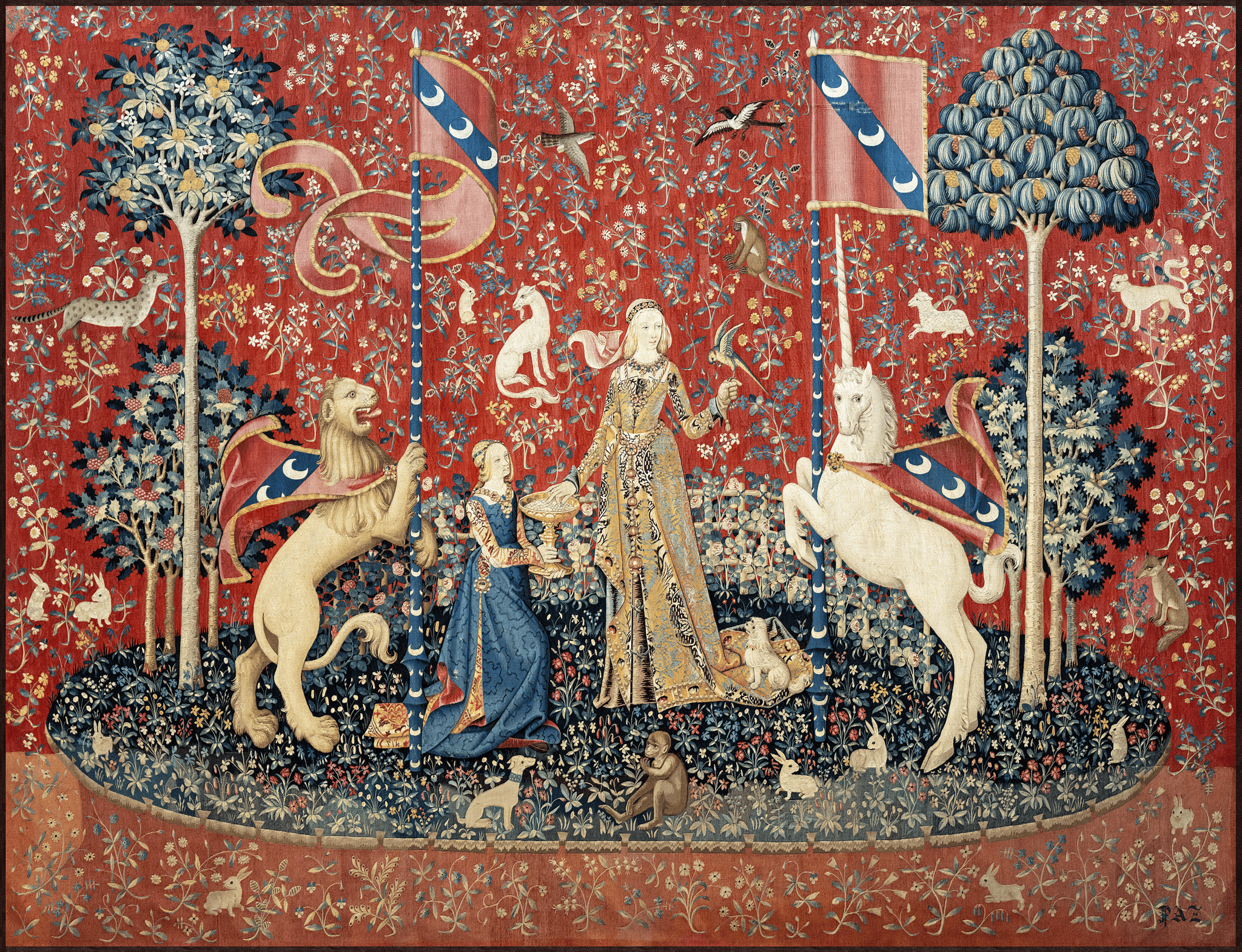 A True Renaissances: Medieval Tapestry Reproduction Fabric Print or Wo ...