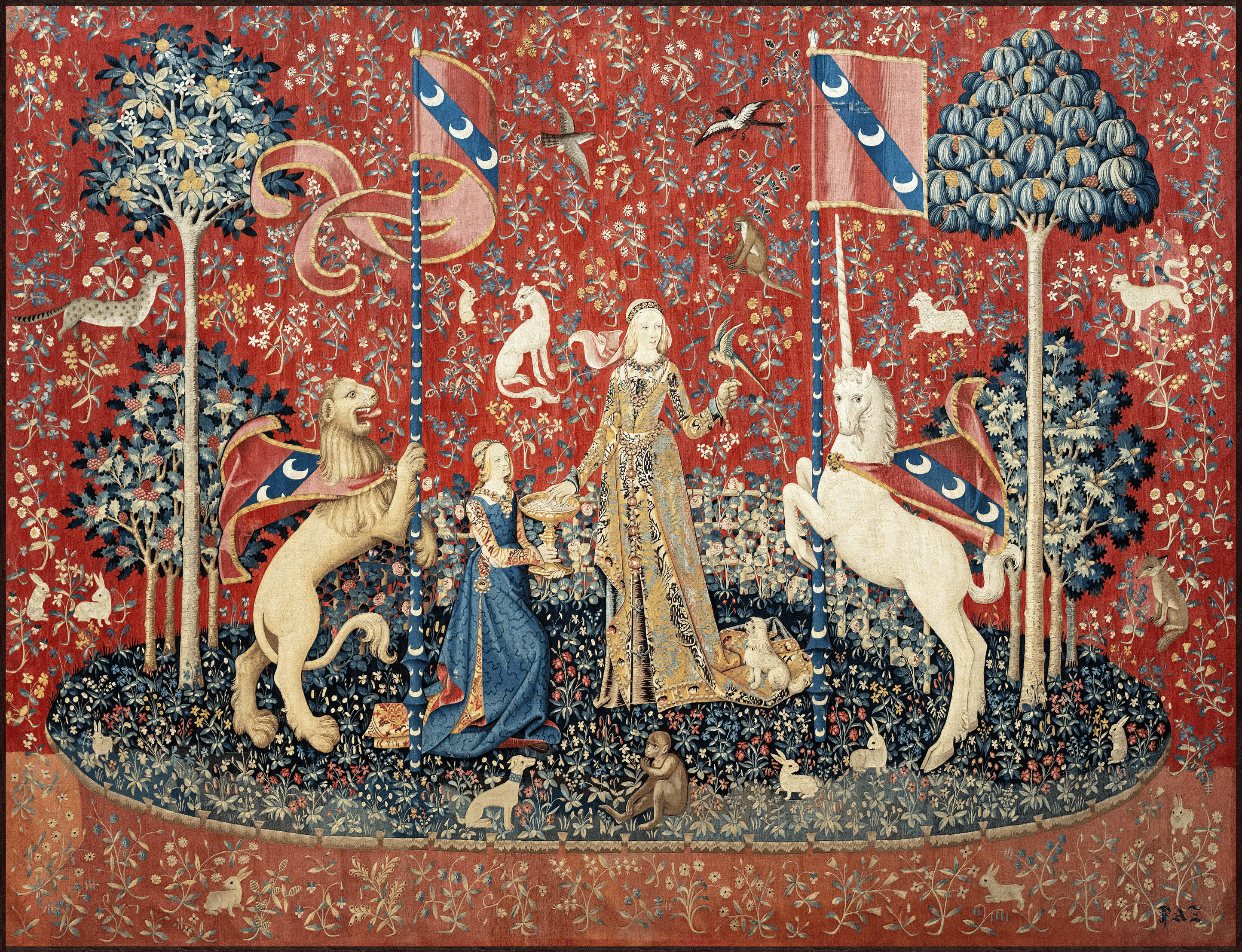 A True Renaissances: Medieval Tapestry Reproduction Fabric Print or Wo ...