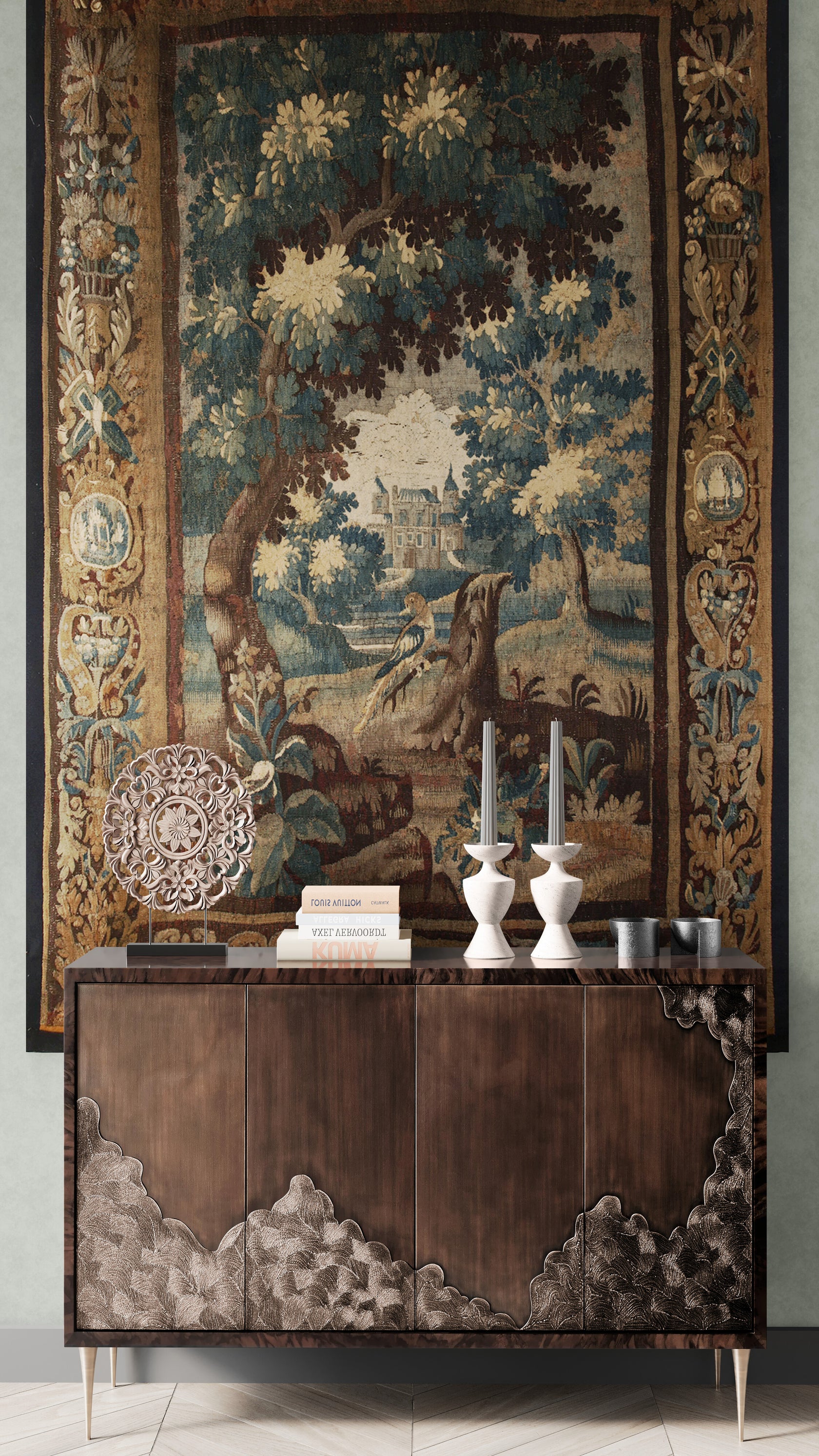 Gorgeous Vertical French Verdure Tapestry Spot On Reproduction RE60650 ...