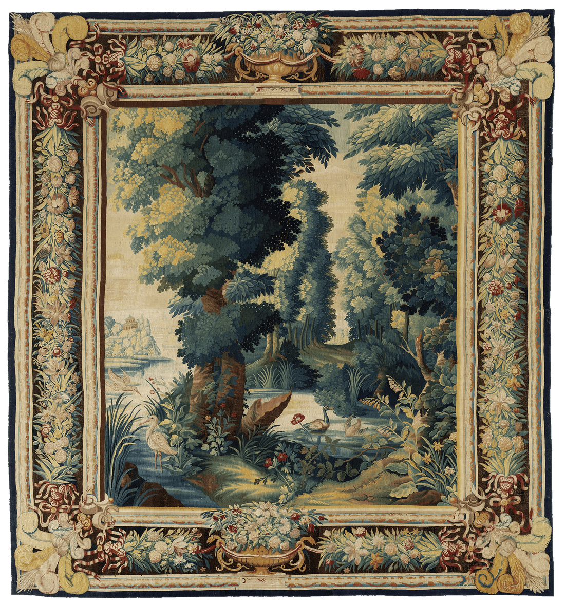 Rare 18th Century Verdure Tapestry Reproduction with Detailed Woodland ...