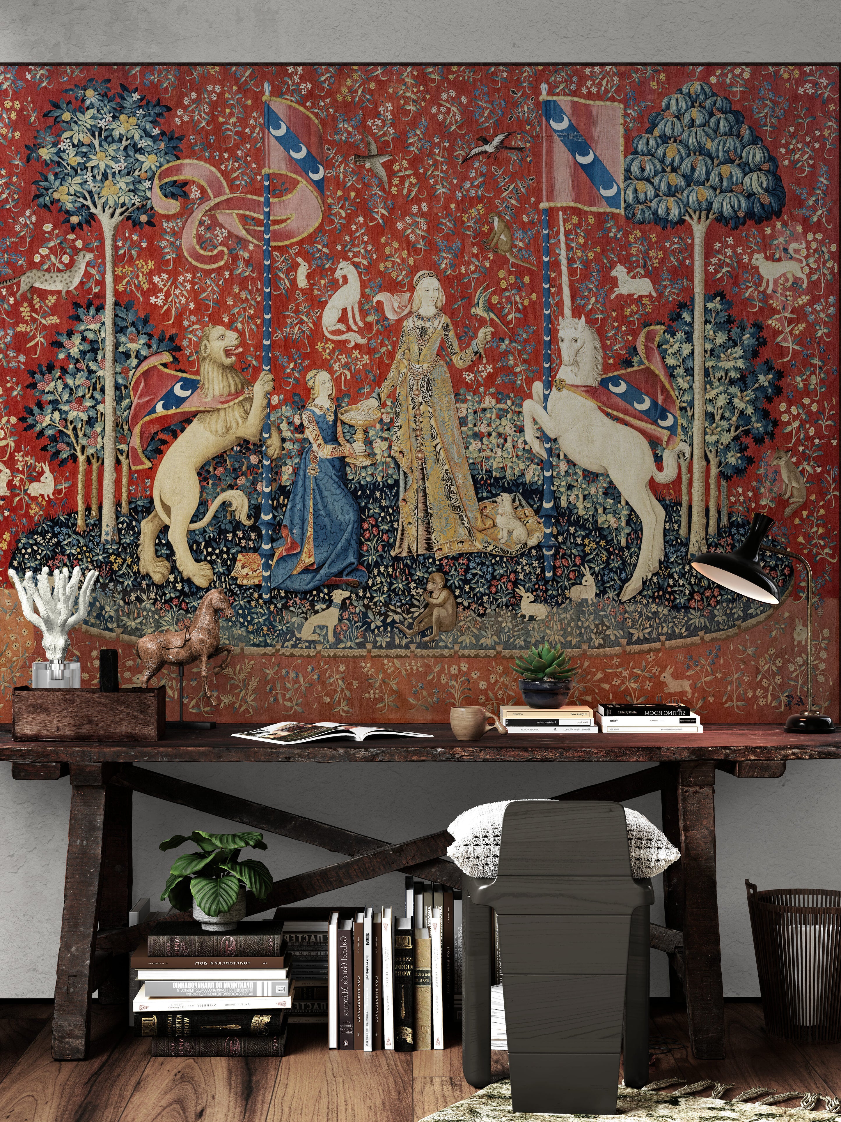 A True Renaissances: Medieval Tapestry Reproduction Fabric Print or Wo ...
